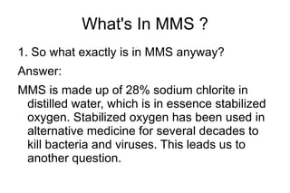 MMS Miracle Mineral Solution Top 10 Questions | PPT