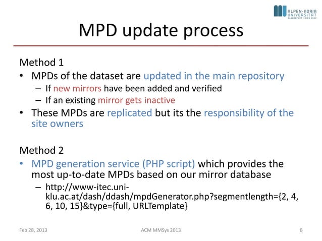 Distributed DASH Dataset | PPT
