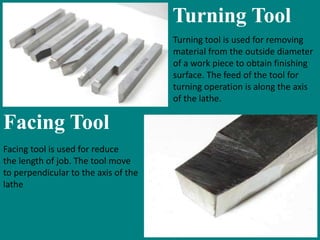 Basic Tools of Lathe Machine and their operations | PPTX