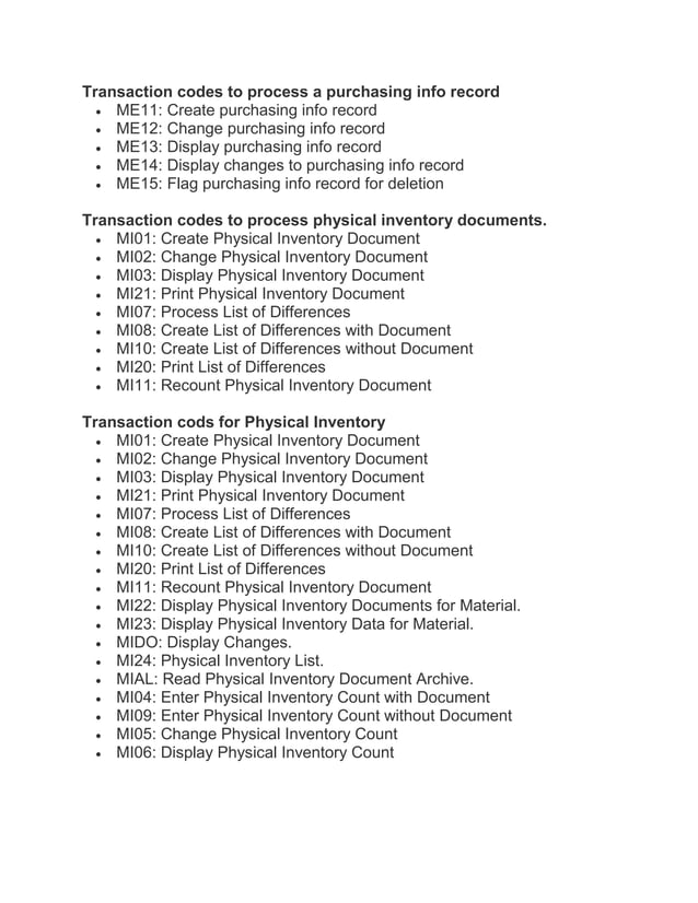 Mm t codes imp | DOCX | Business | Business and Finance