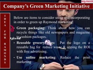 Raymond marketing management project ppt | PPTX