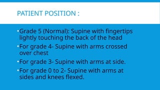 MANUAL MUSCLE TESTING OF CORE MUSCLES (abdominals) | PPTX