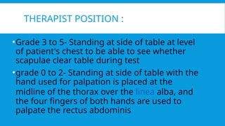 MANUAL MUSCLE TESTING OF CORE MUSCLES (abdominals) | PPTX