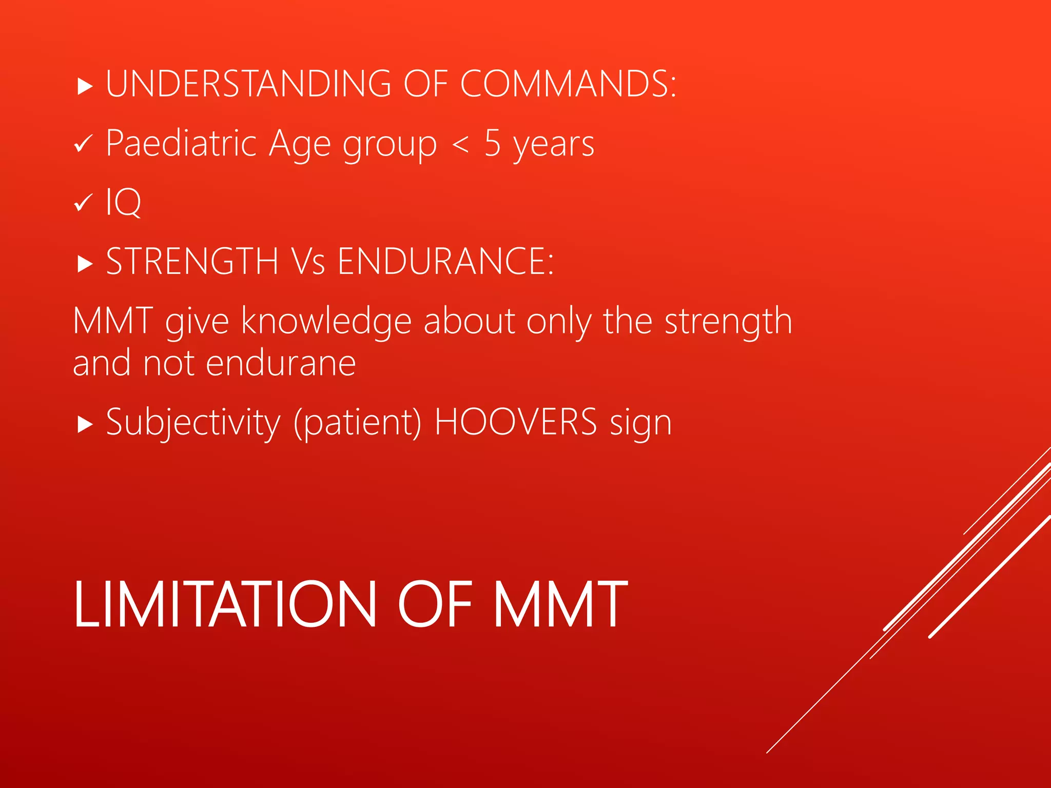Basic concepts of Manual Muscle Testing (MMT) | PPT