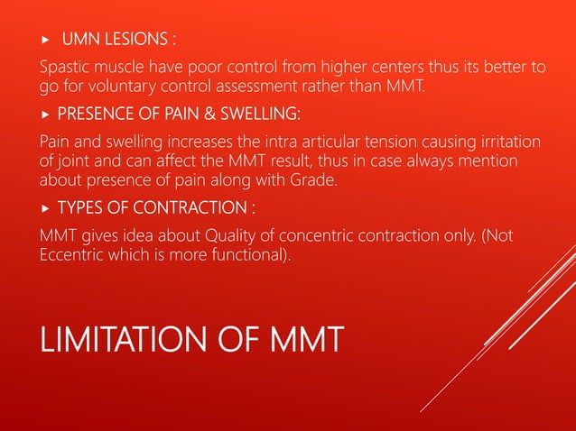 Basic concepts of Manual Muscle Testing (MMT) | PPT