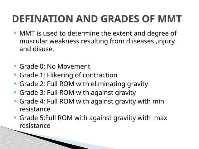 MMT of deltoid muscle using MRC grading system | PPTX | Death, Injury, or Military Conflict ...
