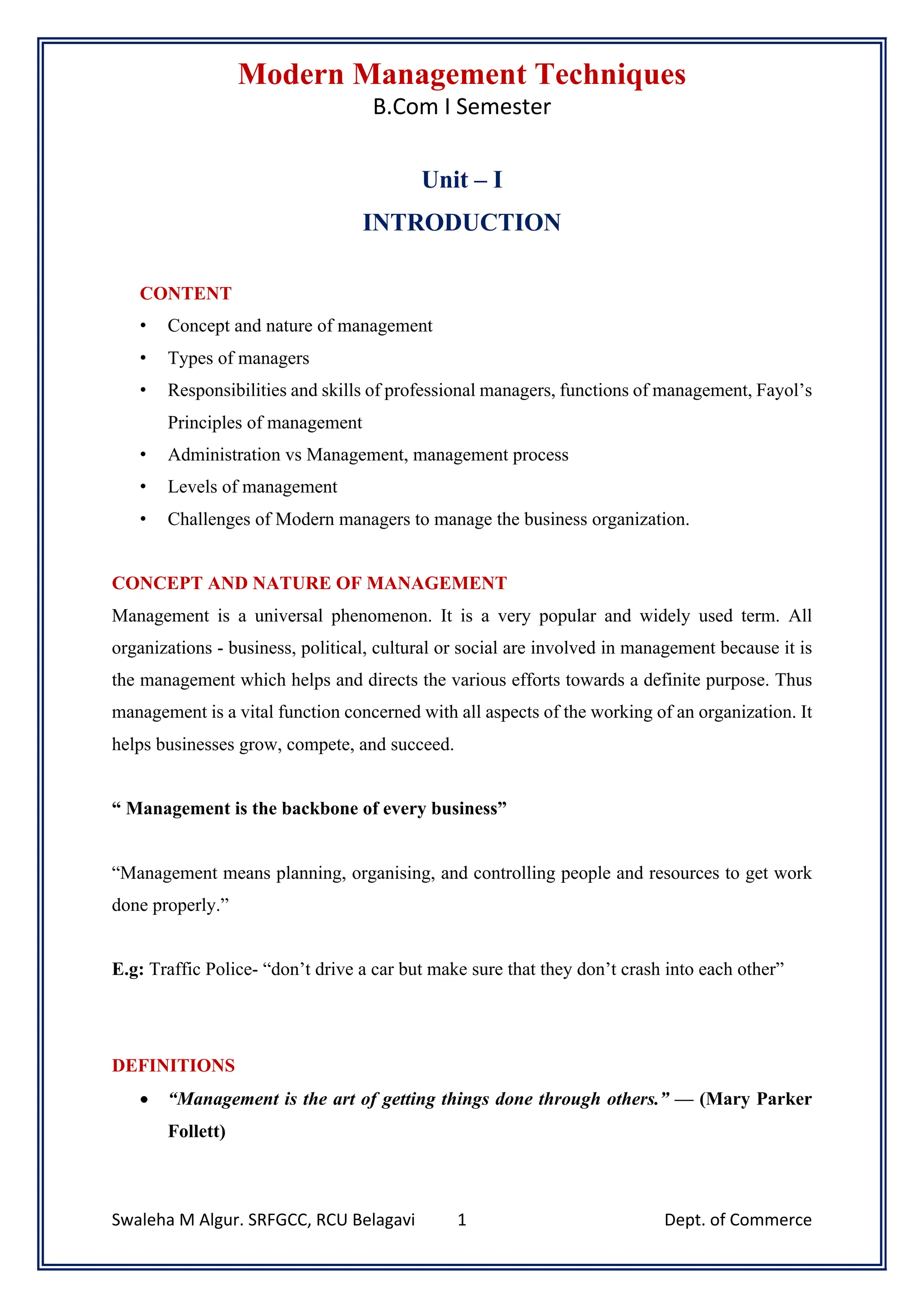 MMT Unit-01 Introduction to Management.pdf