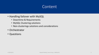 MMUG18 - MySQL Failover and Orchestrator | PPT