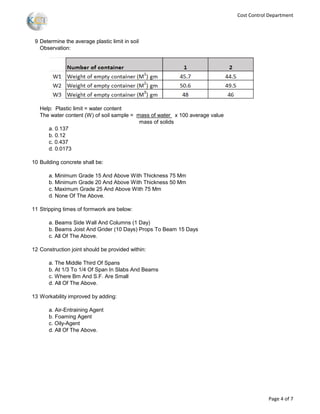 Mmup questionnaire 10 | PDF | Civil Engineering Industry | Industries