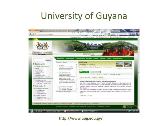 Implementing moodle at university of guyana | PPTX