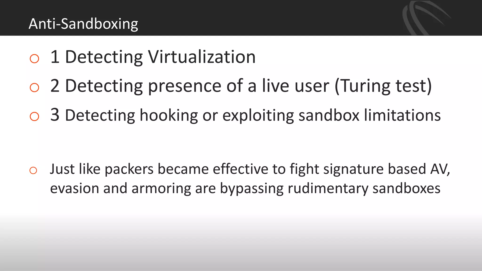 MMW Anti-Sandbox Techniques | PPTX