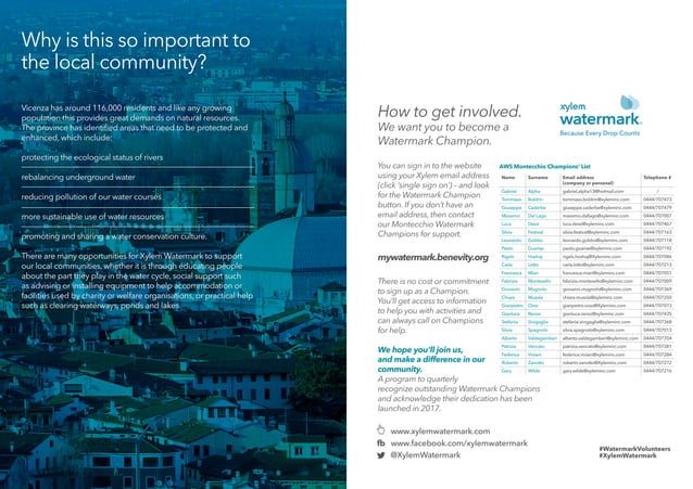 OUR MONTECCHIO XYLEM AWS SITE IS CHAMPIONING OUR COMMUNITY ...