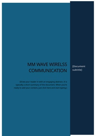 mm waves wireless communication of 5g technology | DOCX