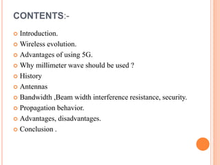 Millimeter Wave mobile communications for 5g cellular | PPTX | Computer Networking | Computing
