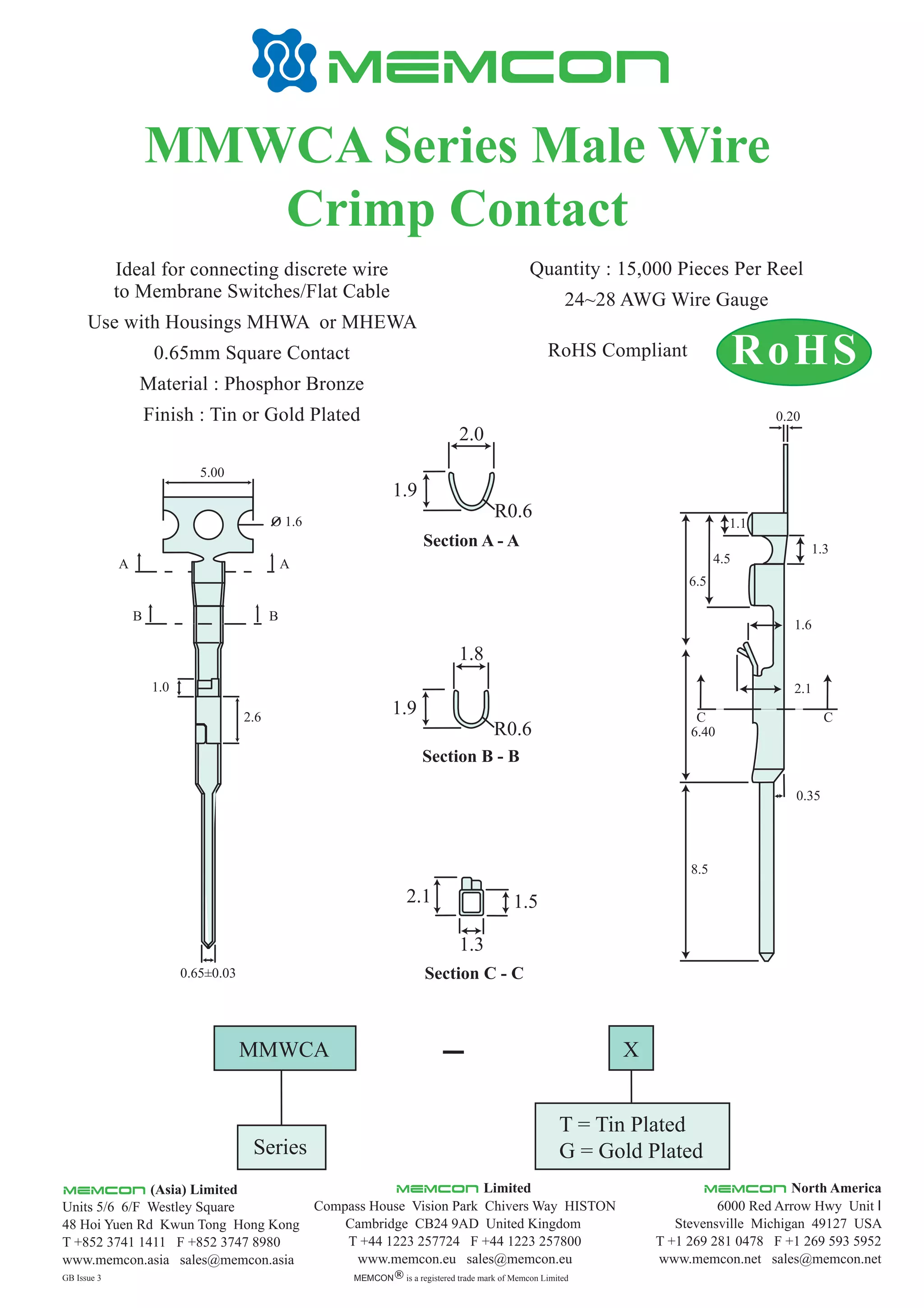 Memcon Mmwca series-male-wire-crimp-contact | PDF