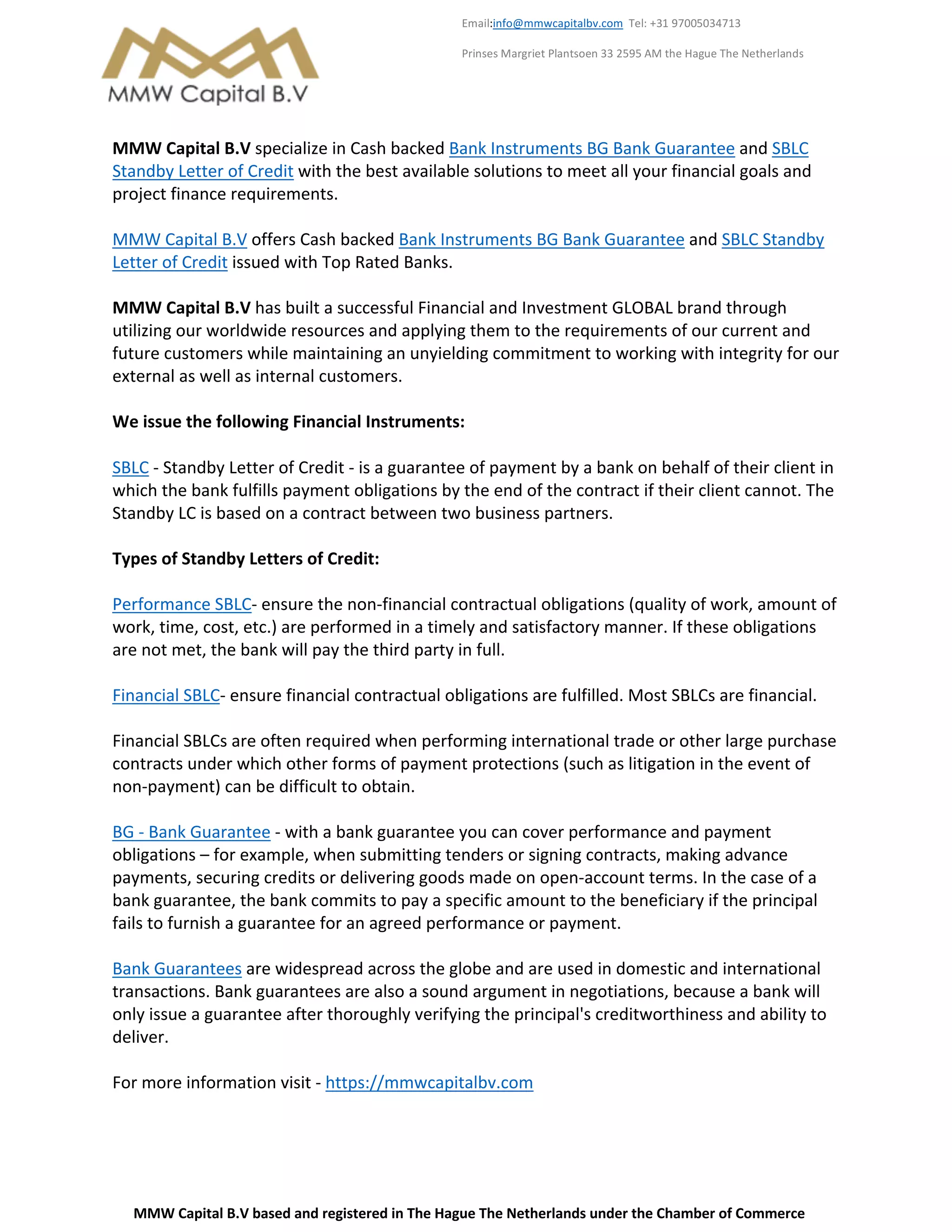 Mmw Capital Sblc Monetization Pdf