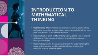 Comprehensive Introduction to Mathematics in the Modern World: Concepts ...