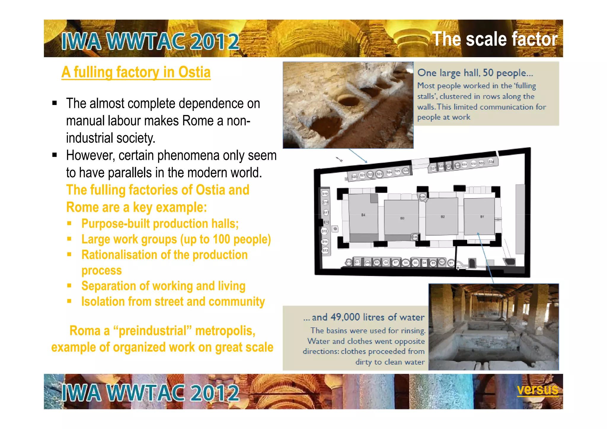 Water and wastewater management in the treatment process of a Roman ...