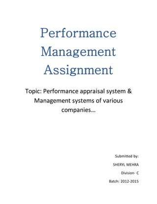 Performance appraisal system & Management systems of various companies ...