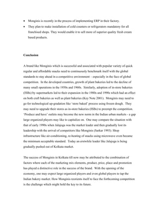 Successful Bakery Retailing – Case of Monginis in Kolkata | DOC