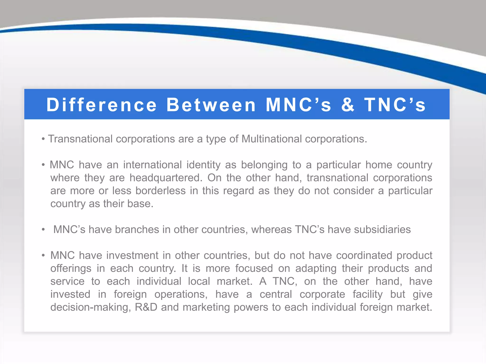 MNC's & TNC's | PPTX