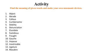 Mnemonic- strategy to learn vocabulary.pptx | Science