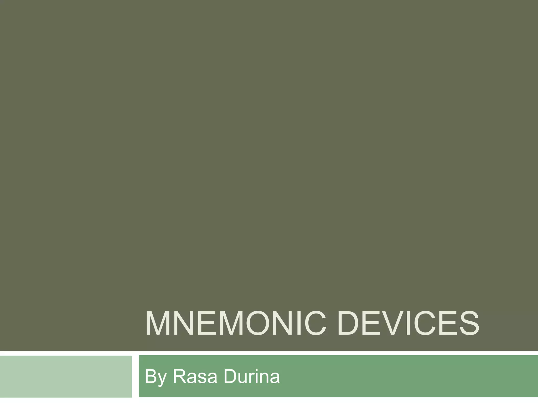 Mnemonic devices | PPT