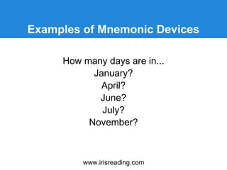 Mnemonic Examples
