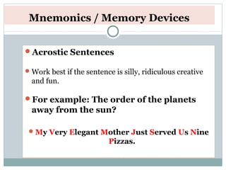 Mnemonic devices lisa com | PPT