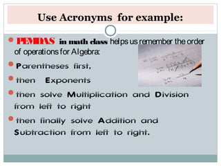Mnemonic devices lisa com | PPT