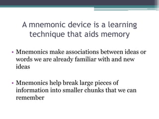 Mnemonics | PPTX