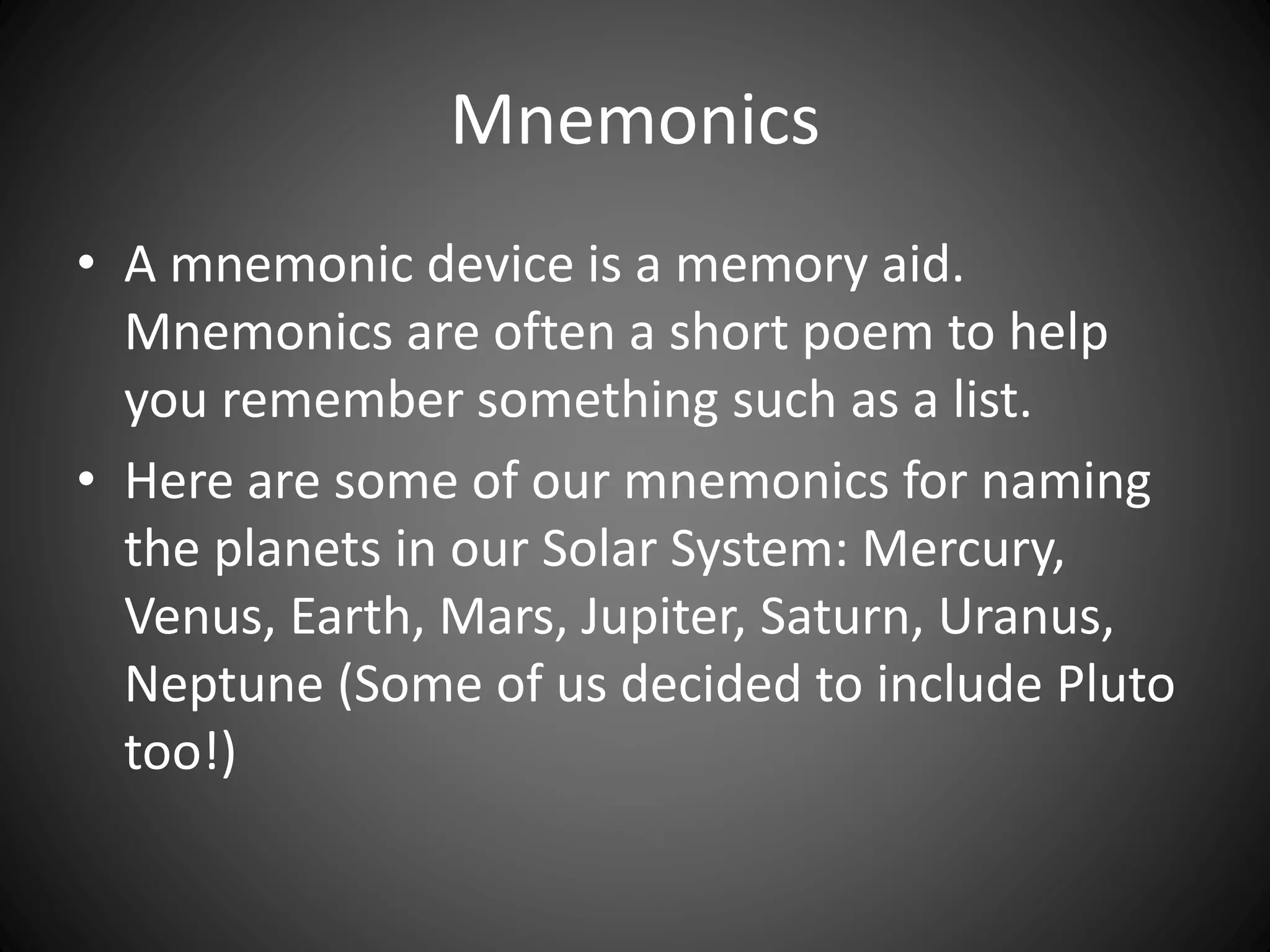 Mnemonics | PPTX