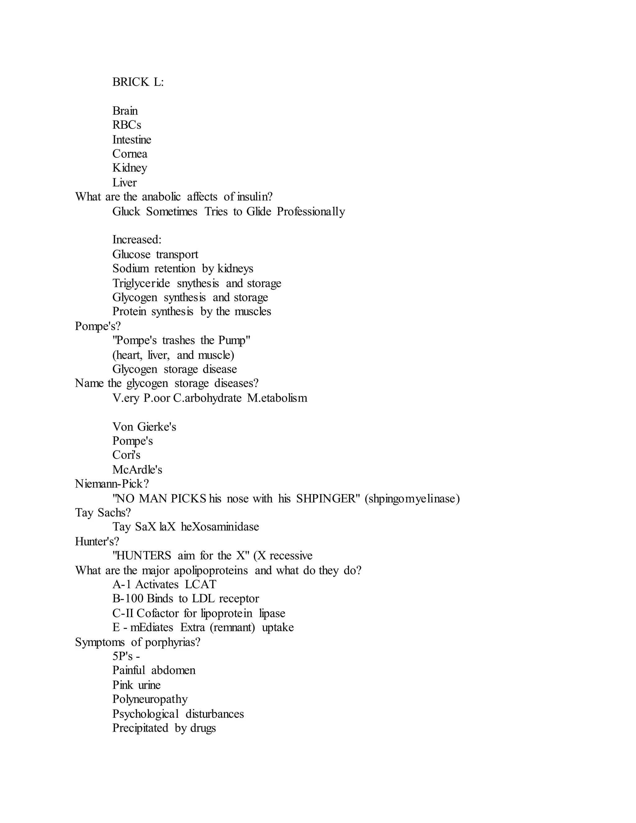 Mnemonics biochemistry | DOCX