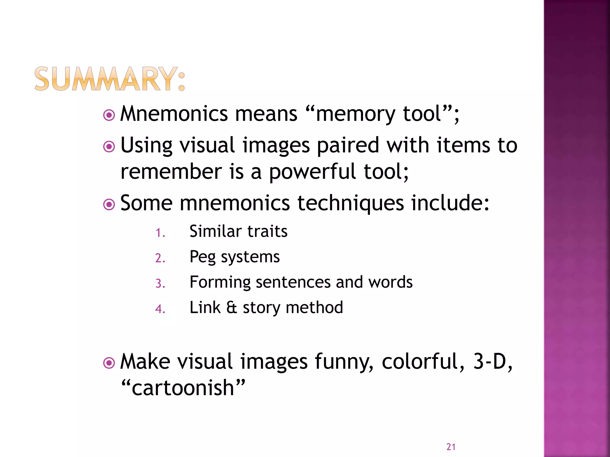 Mnemonics by maghan das | PPTX