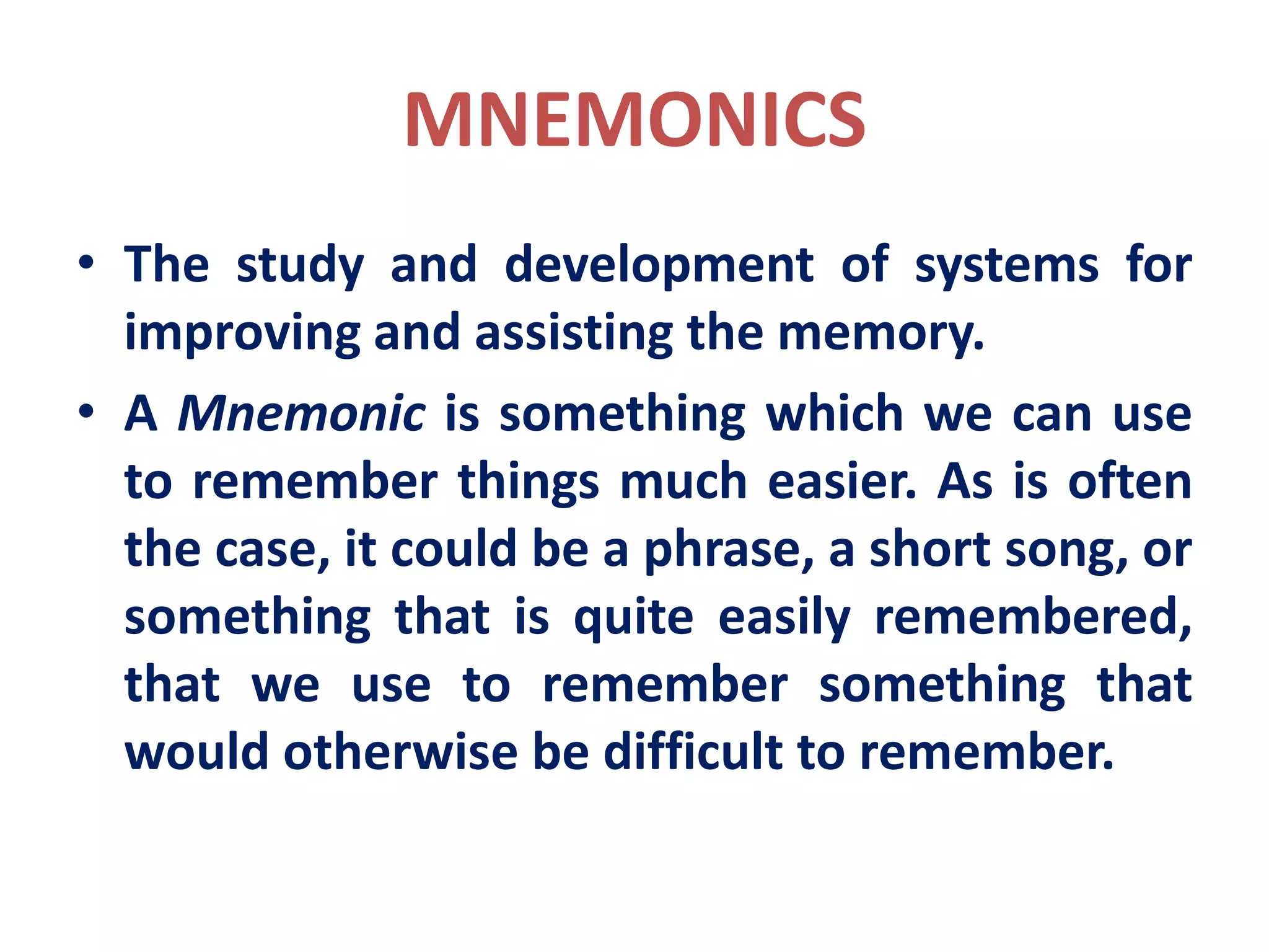 Mnemonics by sourabh kosey | PPTX