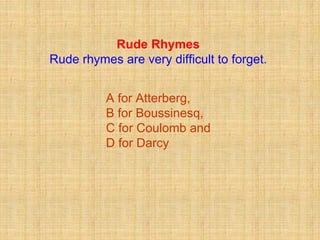 Mnemonics for geotechnical engineering | PDF