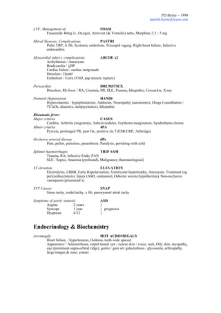 Mnemonics for medicine & surgery | PDF