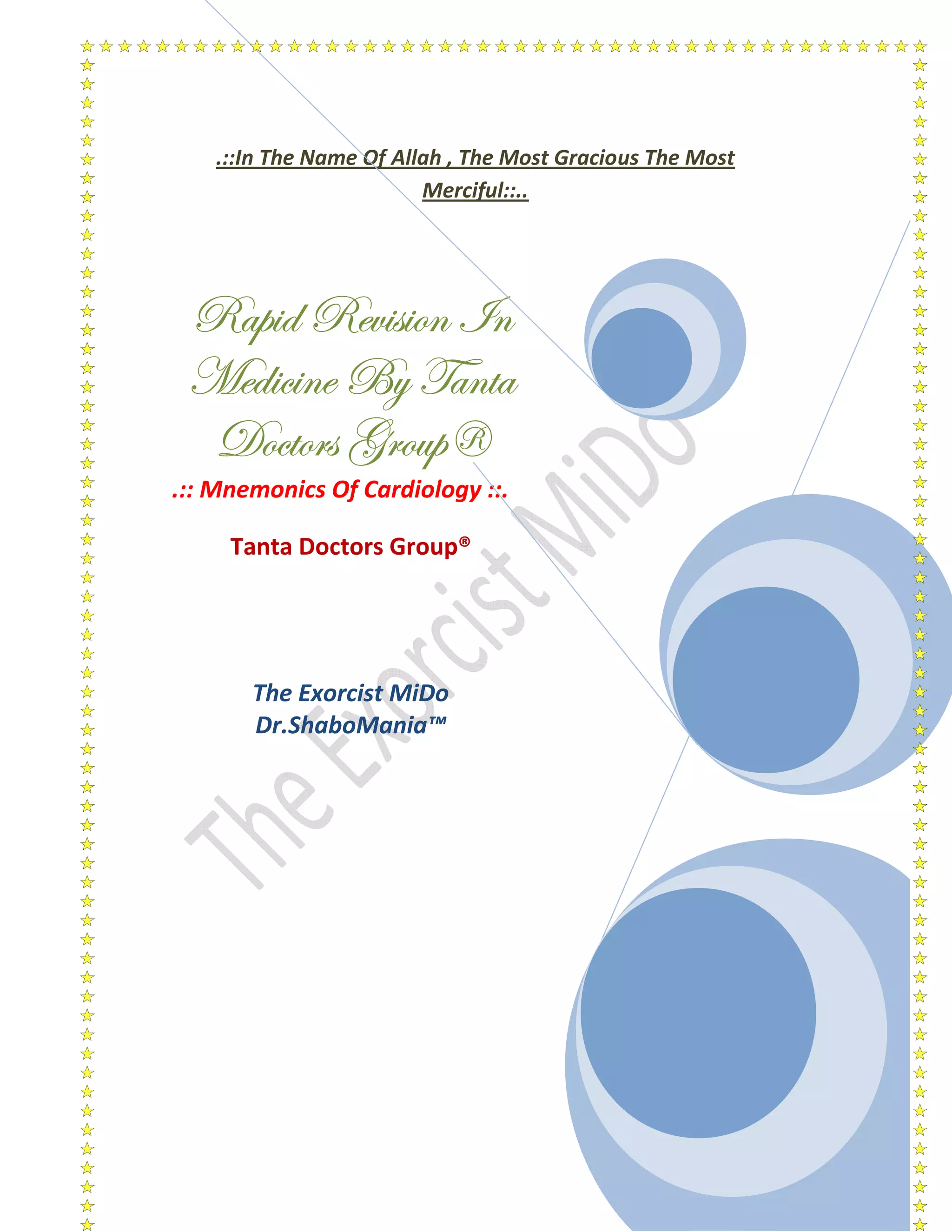 Cardiology Mnemonics | PDF