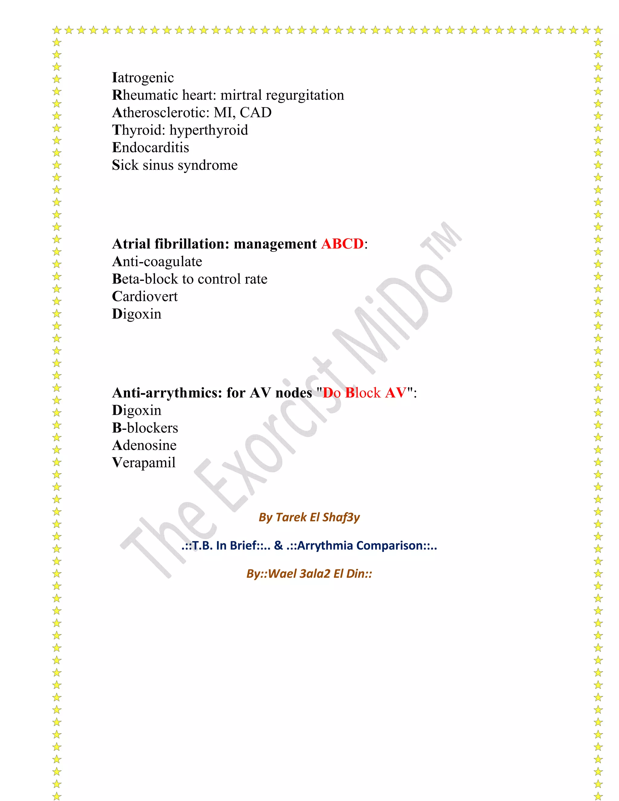 Cardiology Mnemonics | PDF