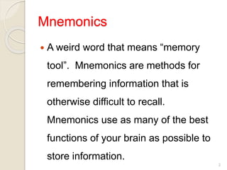 Mnemonics ppt | PPTX