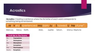 Mnemonics - MEMORY TOOL. Understanding Mnemonics and its uses. | PPT