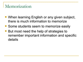 Mnemonics studyskills | PPT