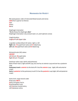 Mnemonics unit 2 | PDF