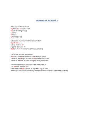 Mnemonics unit 2 | PDF