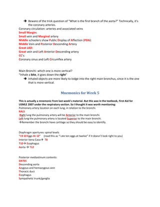 Respiratory Mnemonics