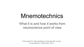 Mnemotechnics from neuroscience point of view | PDF