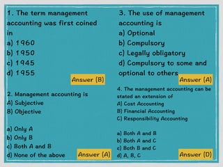 Management Accounting MCQS 1 by Dr Mamata Rathi | PPT