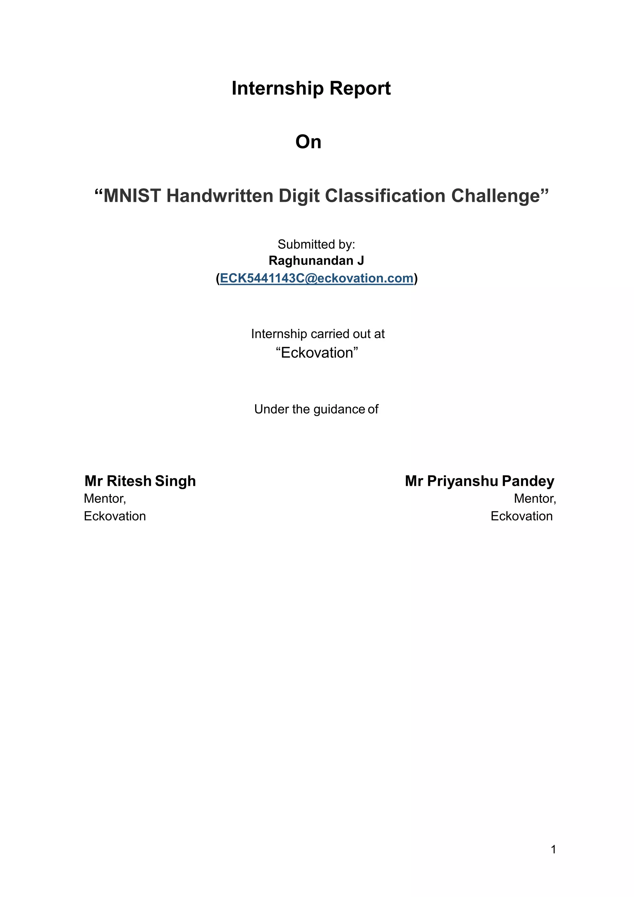 Mnist report ppt | PPTX