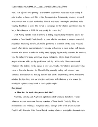 Volunteer Program Analysis and Recommendations Paper | PDF