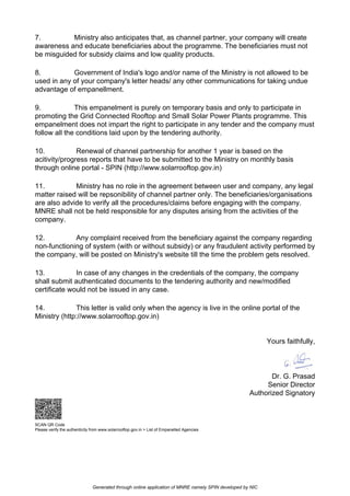 MNRE on-grid approval latter - 9998931555 | PDF
